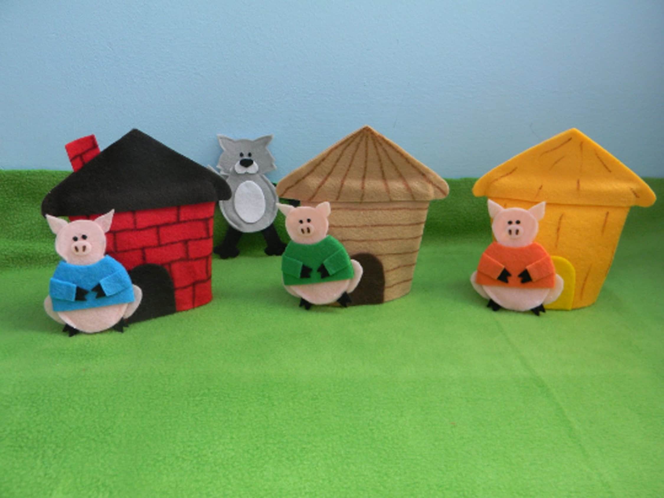 Three Little Pigs Finger Puppet Play Set - Etsy