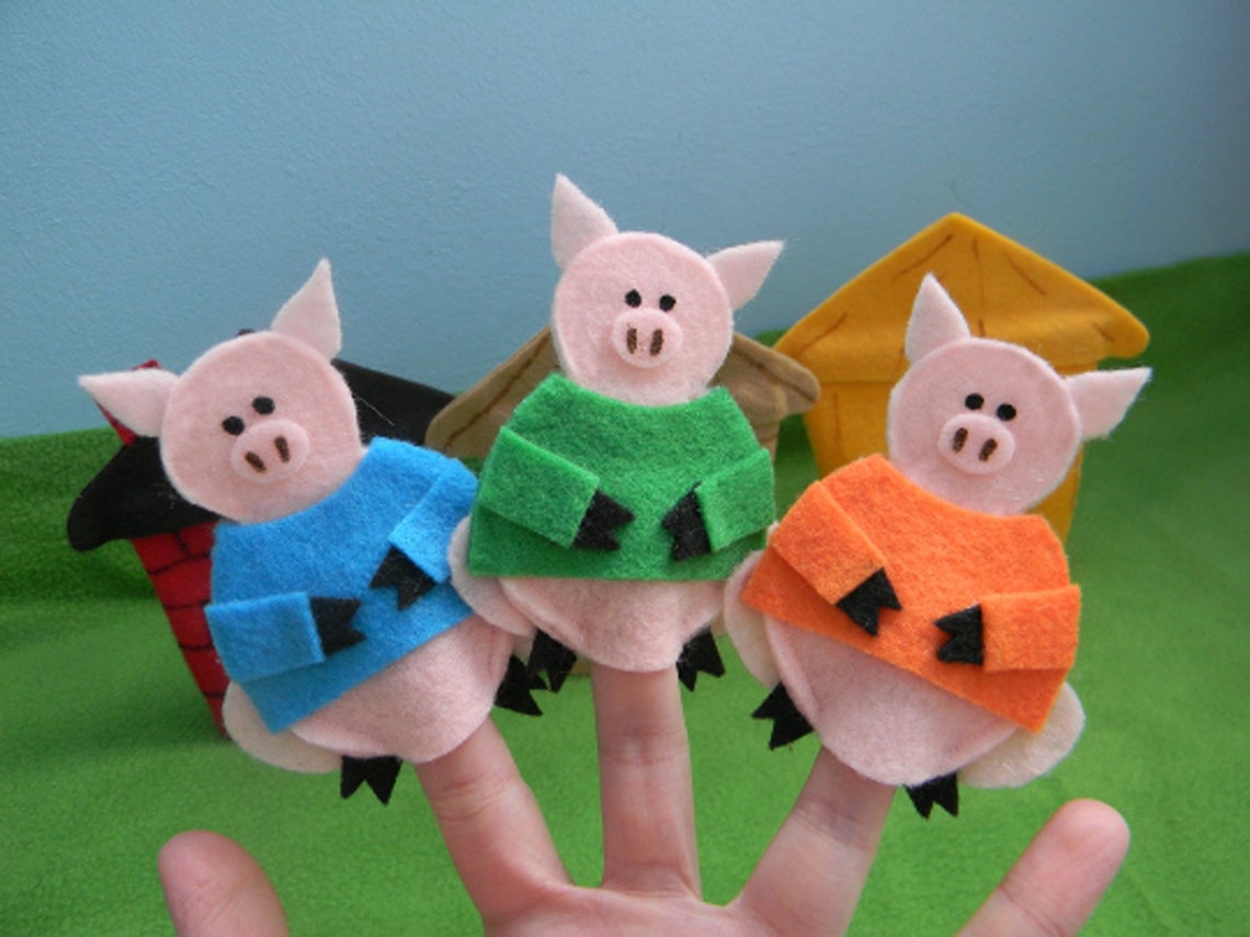 Three Little Pigs Finger Puppet Play Set - Etsy