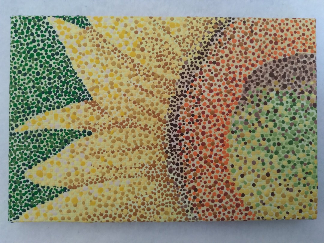 Mini Pointillism Nature Sunflower Painting 4x6 Inches/home or - Etsy