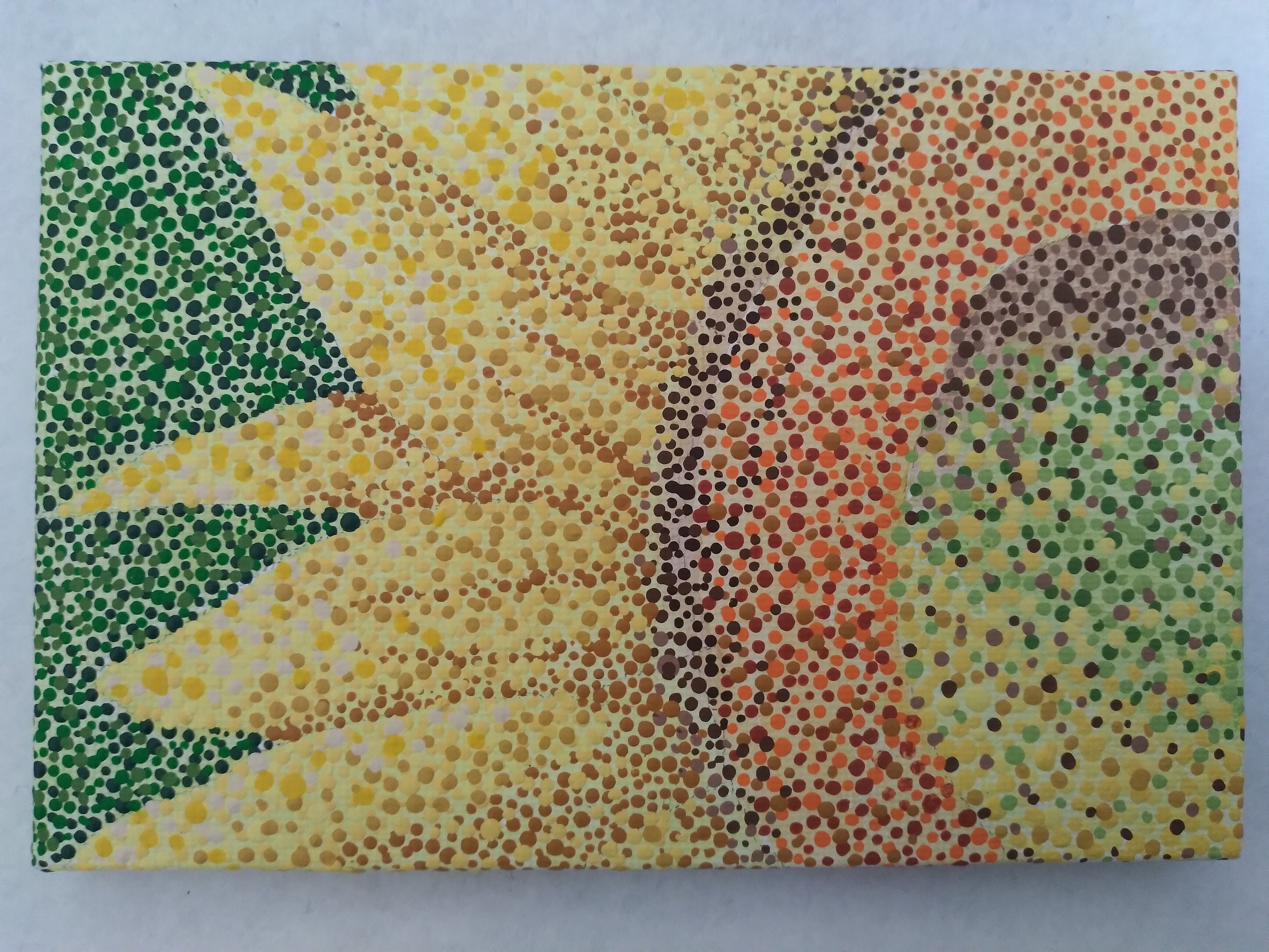 Mini Pointillism Nature Sunflower Painting 4x6 Inches/home or - Etsy