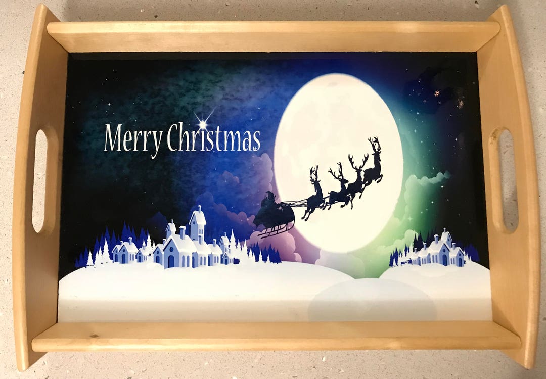 Santa's Sleigh Ride Serving Tray Personalized Tray Full - Etsy