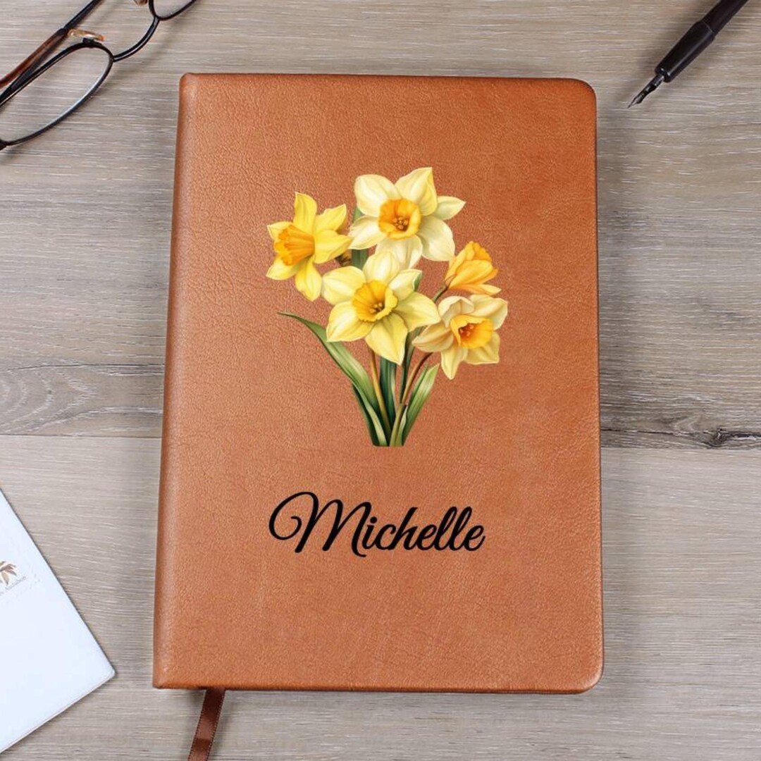 Personalized Birth Flower Journal, Customized Flower Notebook With Name ...