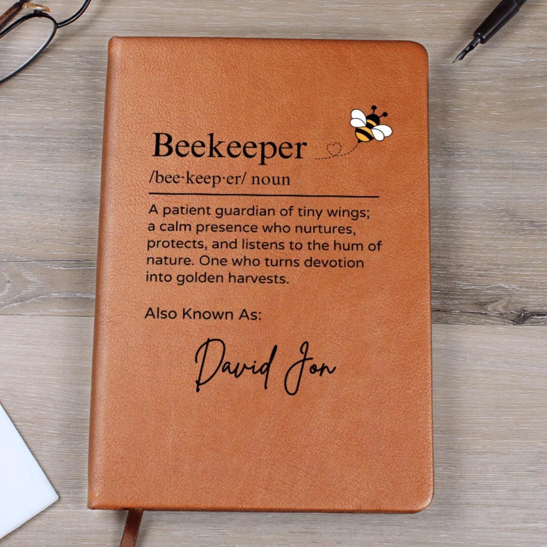 Gift for Beekeeper Personalized Journal – Custom Name Vegan Leather ...
