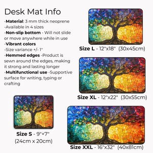 Faux Stained Glass Tree of Life Desk Mat, Extended Mousepad, Artful ...