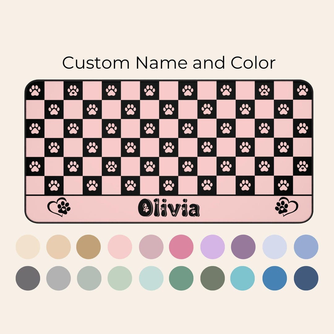 Custom Checkered Paw Desk Mat, Personalized Gaming Mouse Pad Large ...