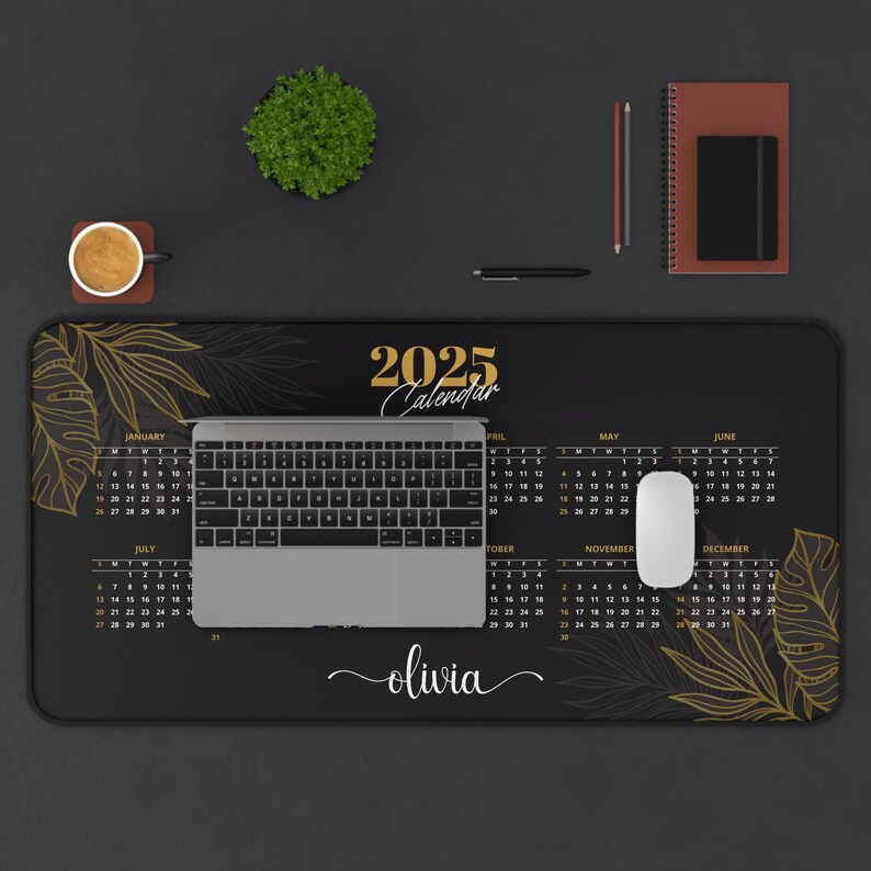 Personalized 2025 Calendar Desk Mat, Custom Name Mouse Pad Large ...