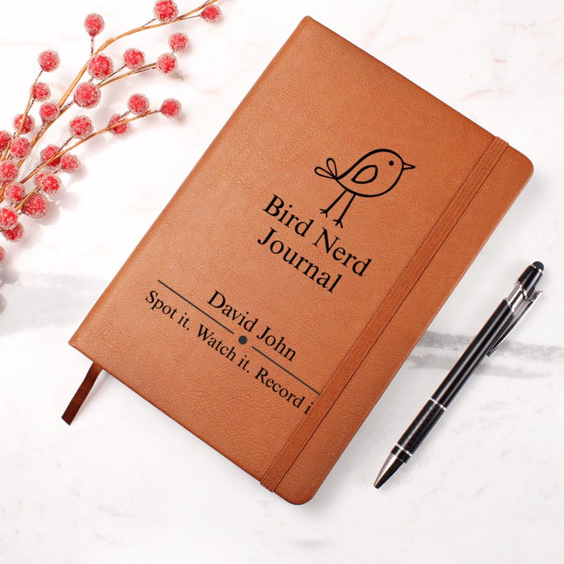 Bird Watching Gift Personalized Journal – Custom Name Vegan Leather ...