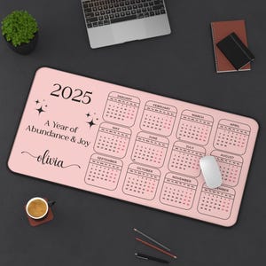 Personalized 2025 Calendar Desk Mat, Custom Name Mouse Pad Large ...