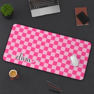 Checkered Aesthetic Desk Mat, Personalized Gaming Mouse Pad Large ...