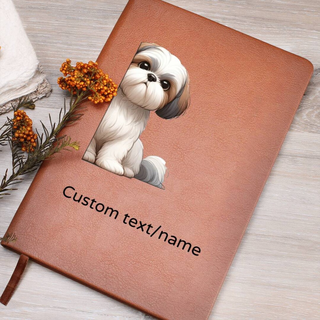 Shih Tzu Personalized Journal Dog Art , Custom Notebook A5 Vegan ...
