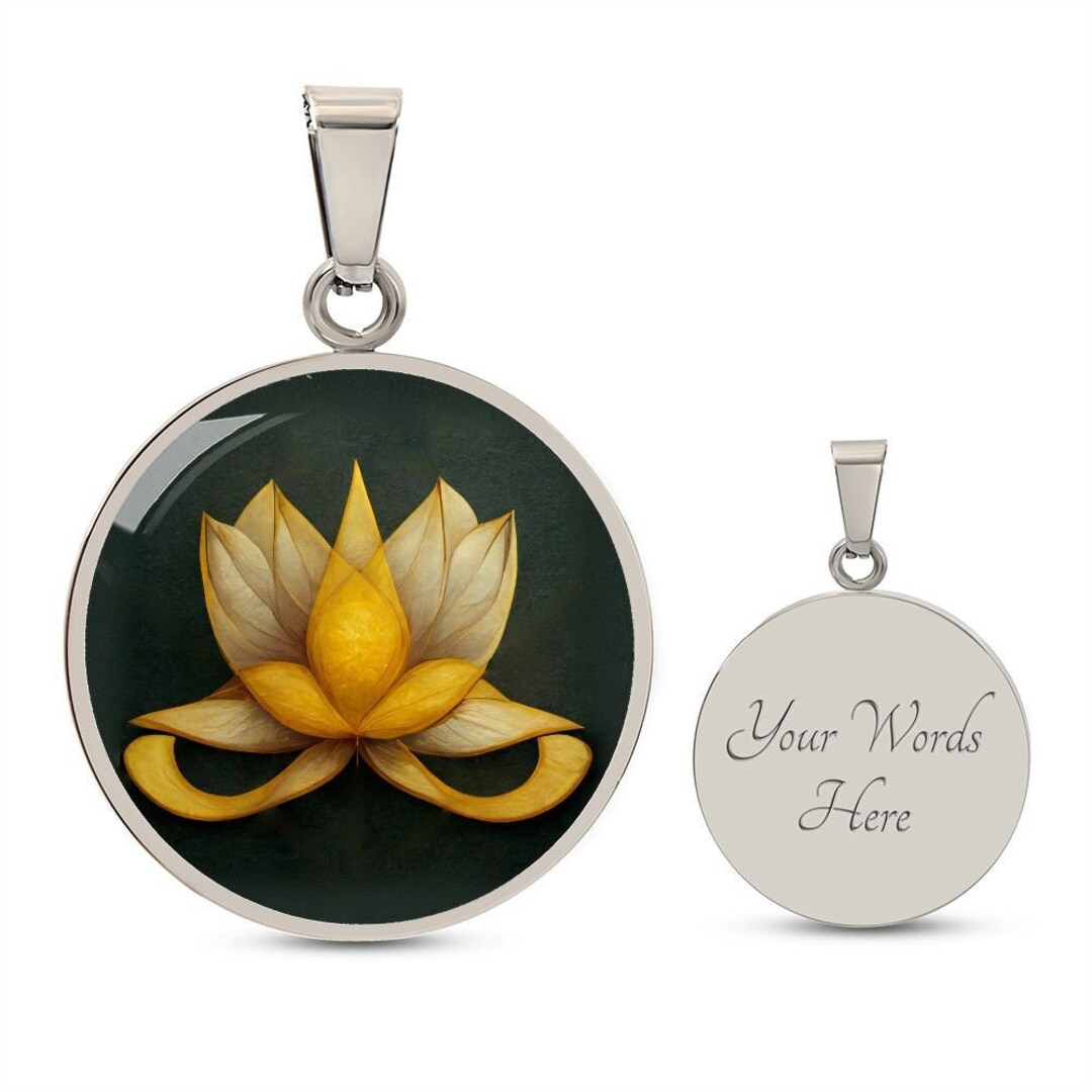 Lotus Flower Solar Plexus Chakra Necklace, Personalized Yoga Jewelry ...