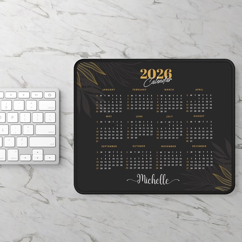 Personalized 2026 Calendar Desk Mat, Custom Name Mouse Pad Large ...
