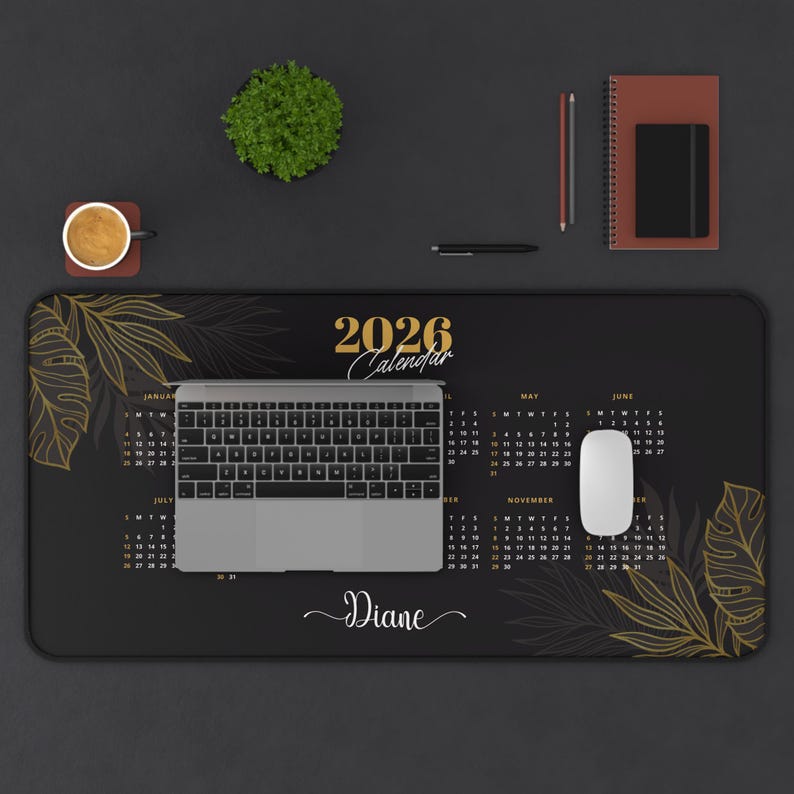 Personalized 2026 Calendar Desk Mat, Custom Name Mouse Pad Large ...
