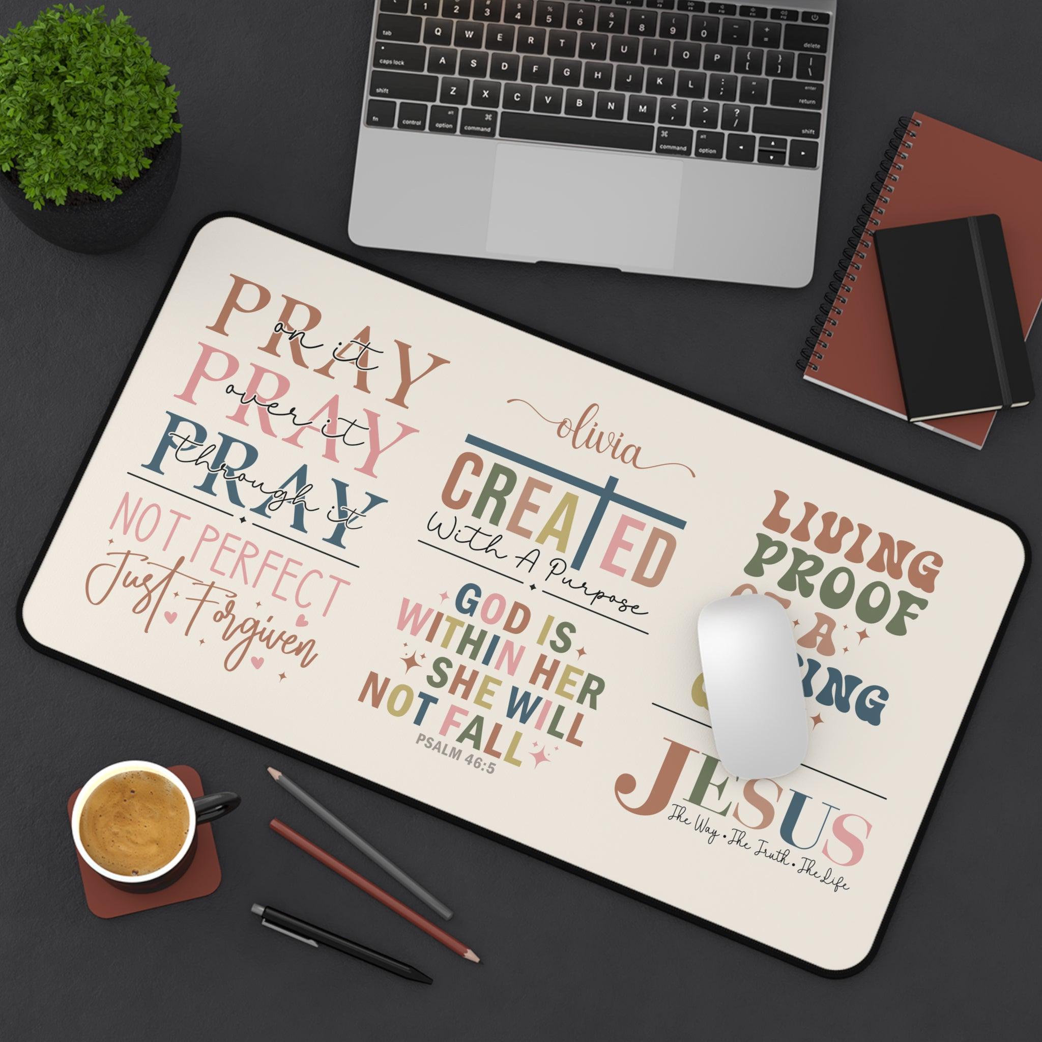 Personalized Christian Desk Mat, Prayer Bible Verse Mousepad, Spiritual ...