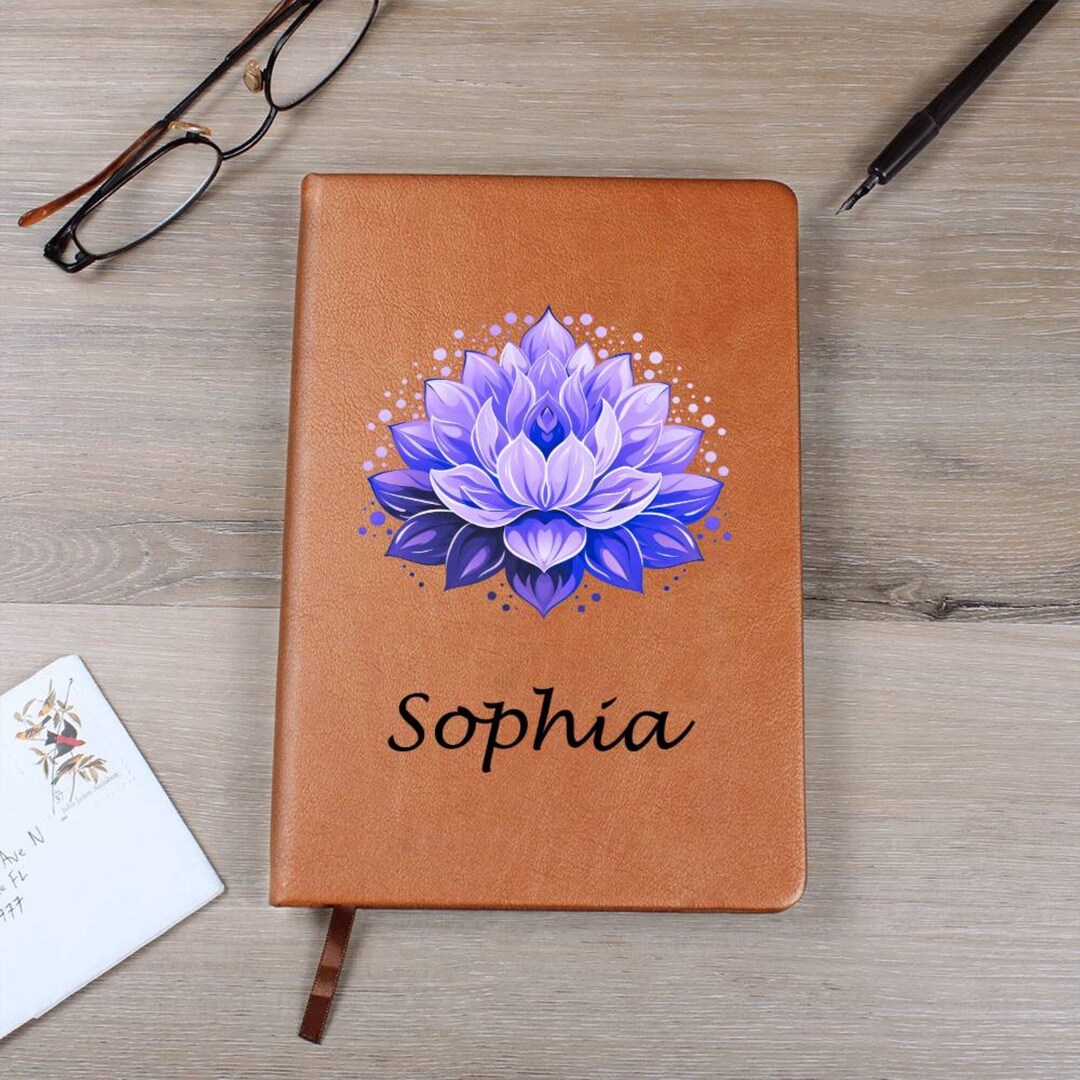 Personalized Lotus Journal, Customized Vegan Leather Journal, Journal ...