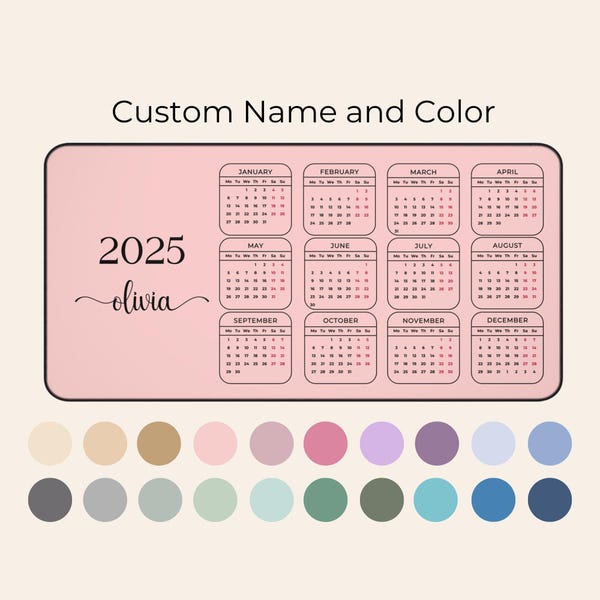 2025 Calendar Mouse Pad - Etsy