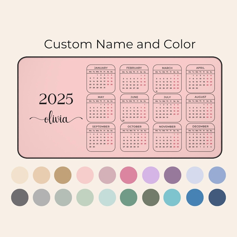2025 Calendar Mouse Pad - Etsy
