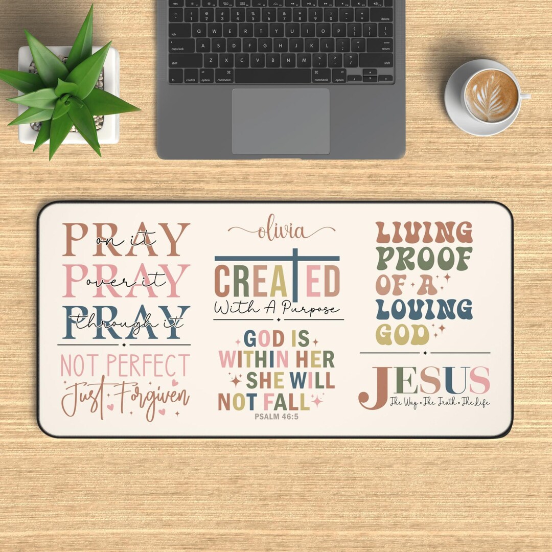 Personalized Christian Desk Mat, Prayer Bible Verse Mousepad, Spiritual ...