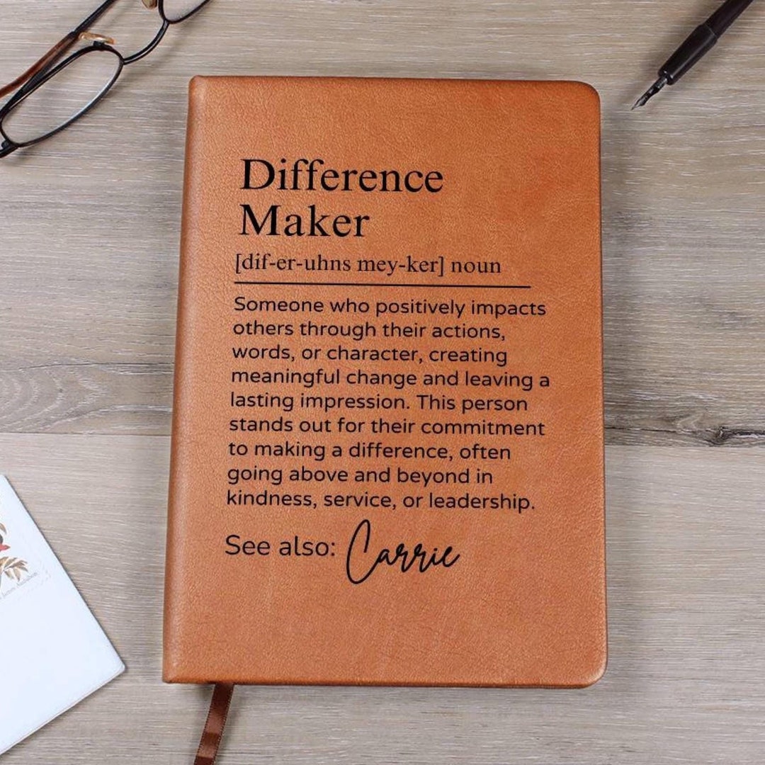 Personalized Difference Maker Journal, Custom Coworker Gifts, A5 Vegan ...