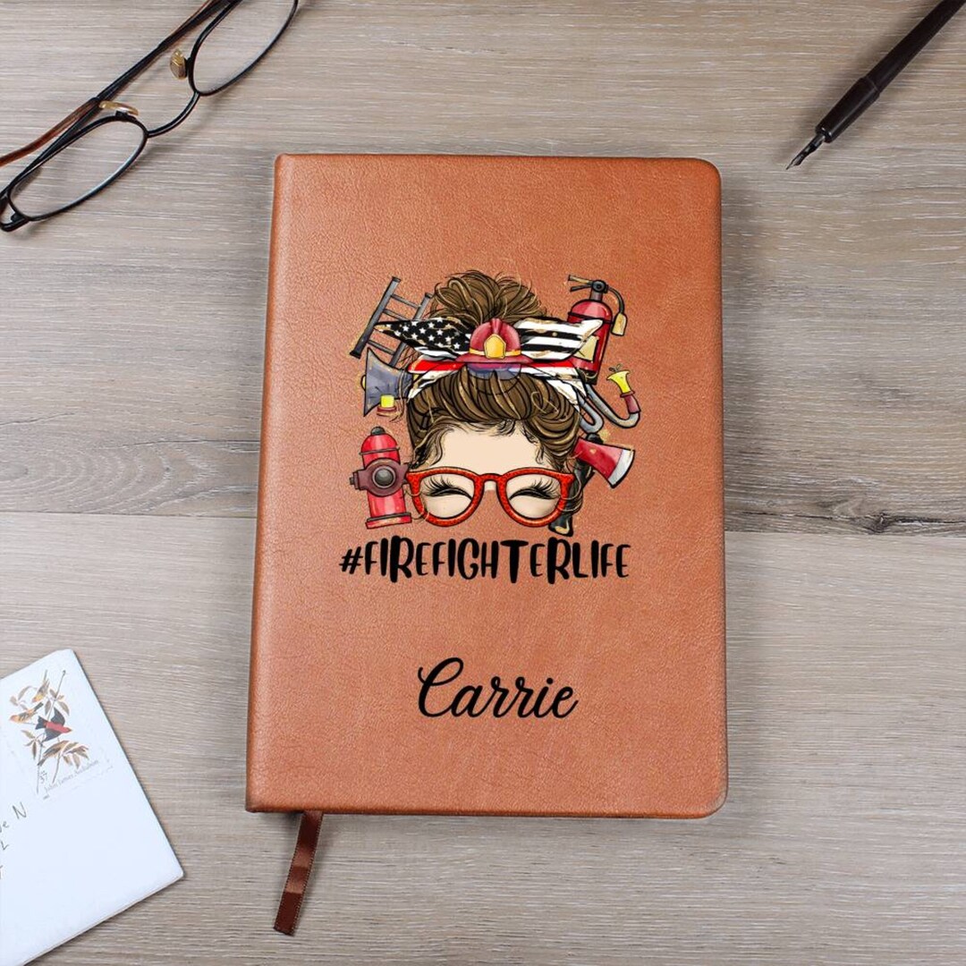 Personalized Firefighter Journal, A5 Vegan Leather Notebook With Name ...
