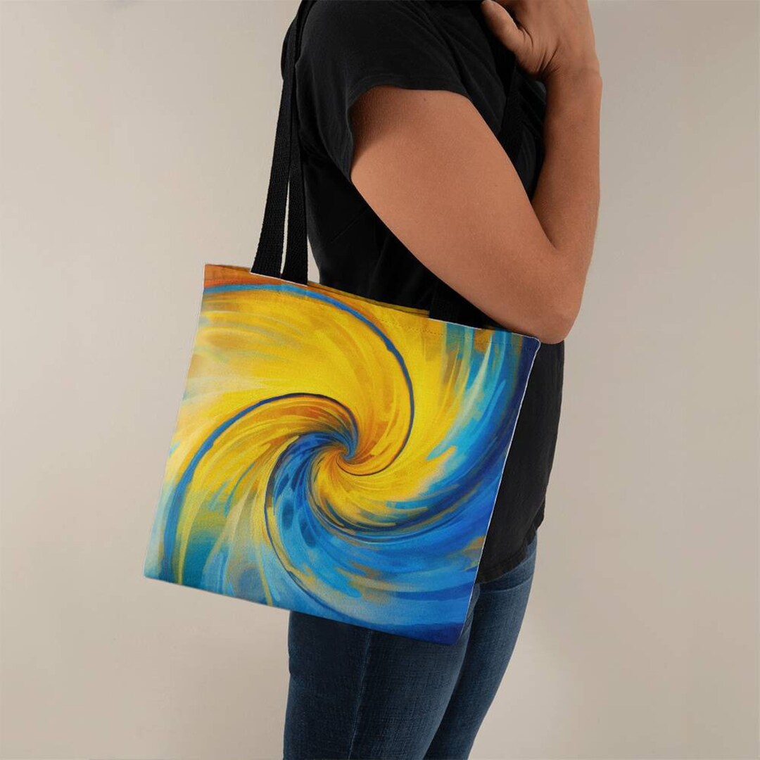 Sacred Geometry Tote Bag, Fibonacci Spiral Fractal Shoulder Bags ...