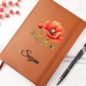 Personalized Birth Flower Journal, Customized Flower Notebook With Name ...