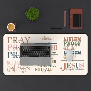 Personalized Christian Desk Mat, Prayer Bible Verse Mousepad, Spiritual ...
