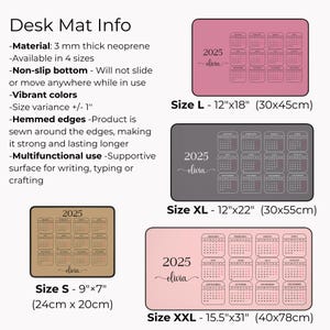 Personalized 2025 Calendar Desk Mat, Custom Name Mouse Pad Large ...