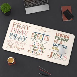 Personalized Christian Desk Mat, Prayer Bible Verse Mousepad, Spiritual ...