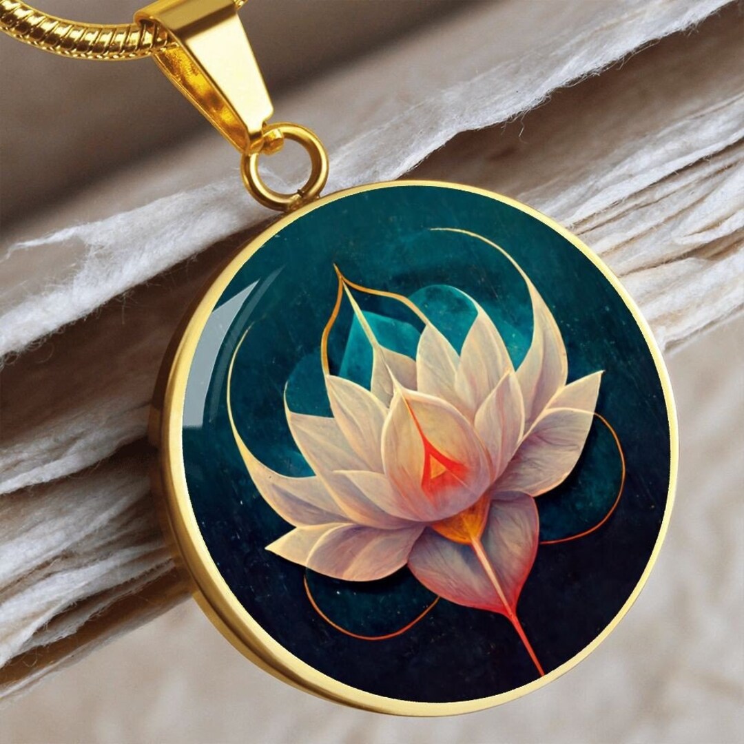 Lotus Flower Throat Chakra Necklace, Personalized Boho Jewelry, Gift ...