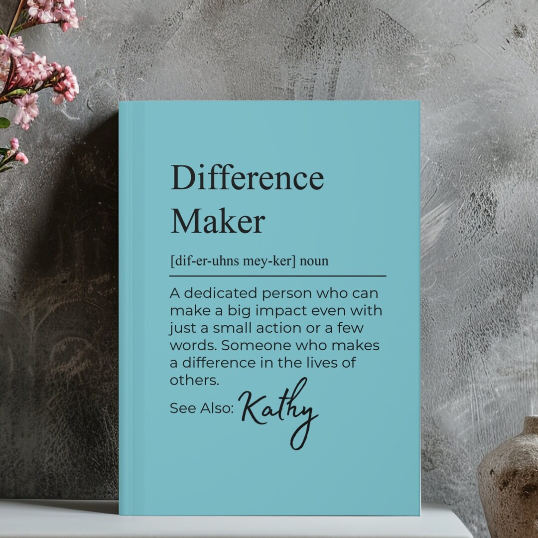 Personalized Difference Maker Journal, Coworker Birthday Gift, Difference Maker Definition Gift ...
