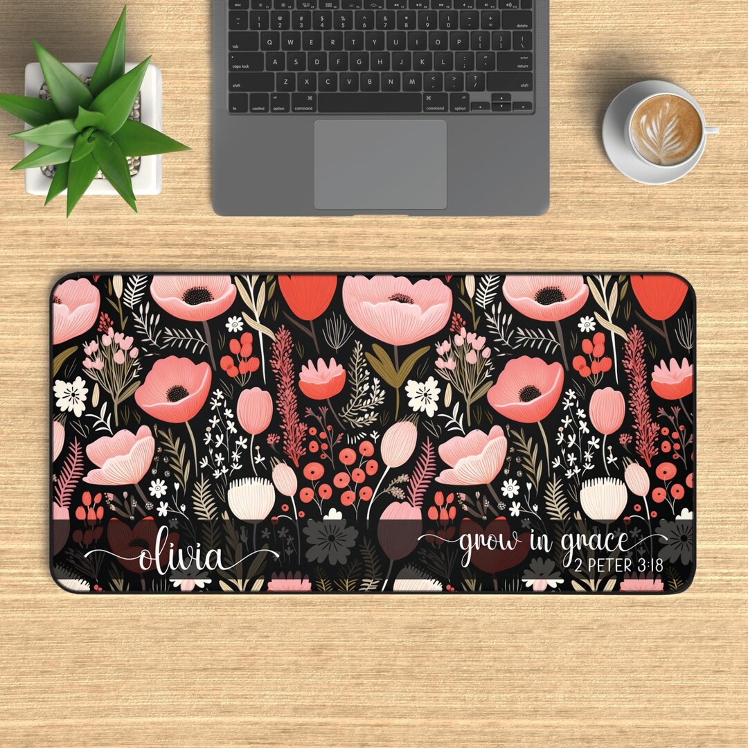 Personalized Christian Desk Mat, Prayer Grow in Grace Mousepad ...