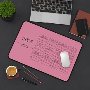 Personalized 2025 Calendar Desk Mat, Custom Name Mouse Pad Large ...