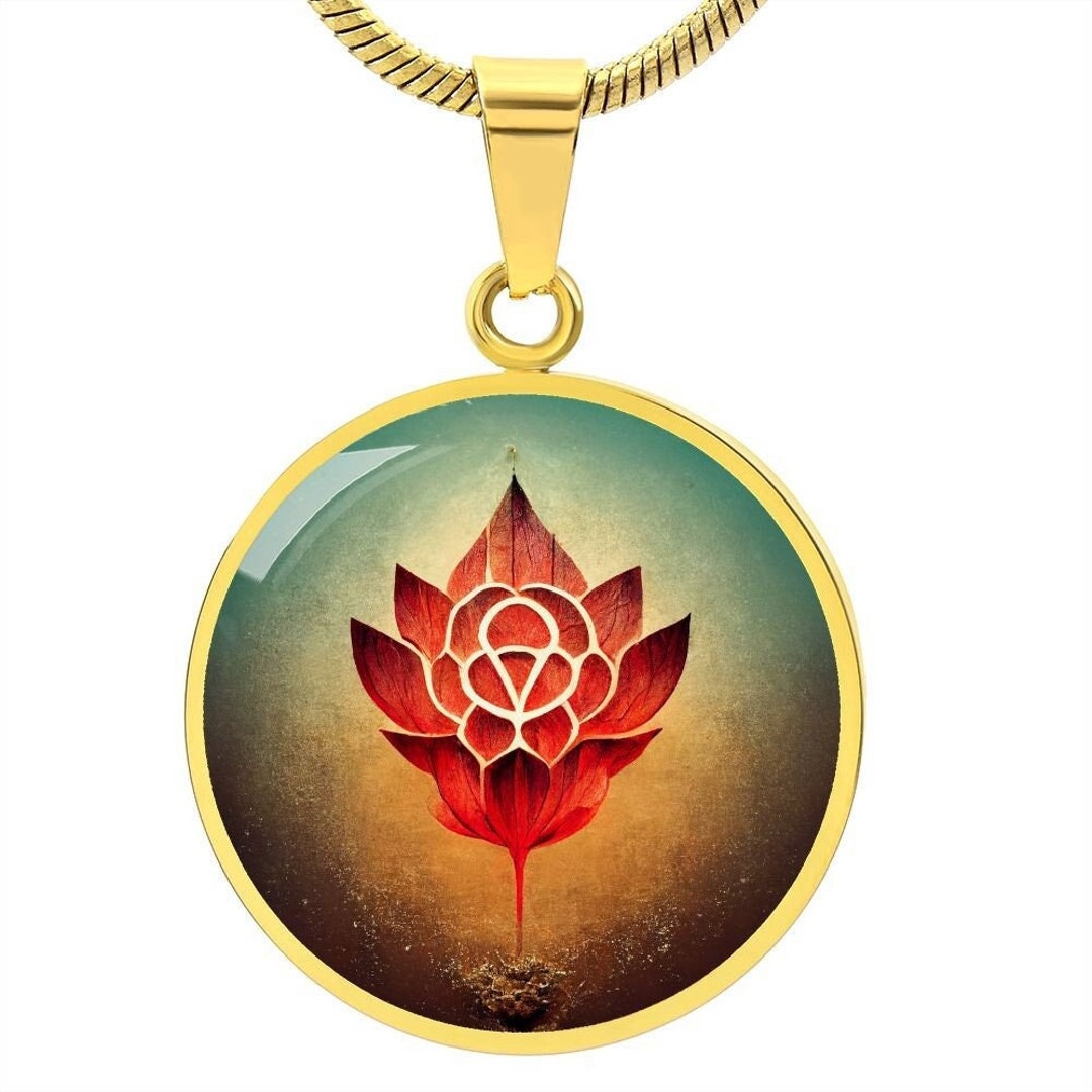 Lotus Flower Root Chakra Necklace, Handmade Custom Art Jewelry, Gift ...