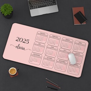 Personalized 2025 Calendar Desk Mat, Custom Name Mouse Pad Large ...