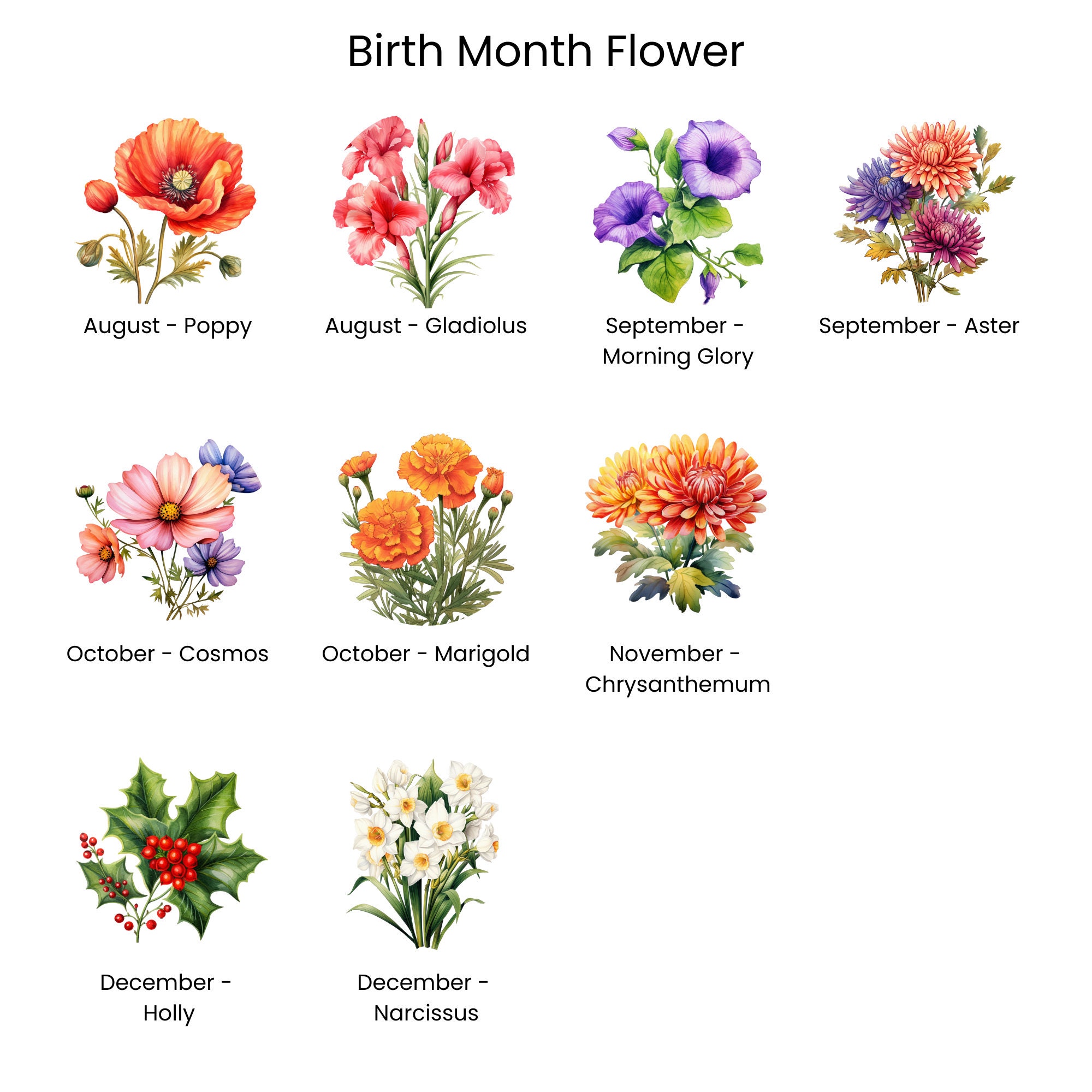 Personalized Birth Flower Journal, Customized Flower Notebook With Name ...
