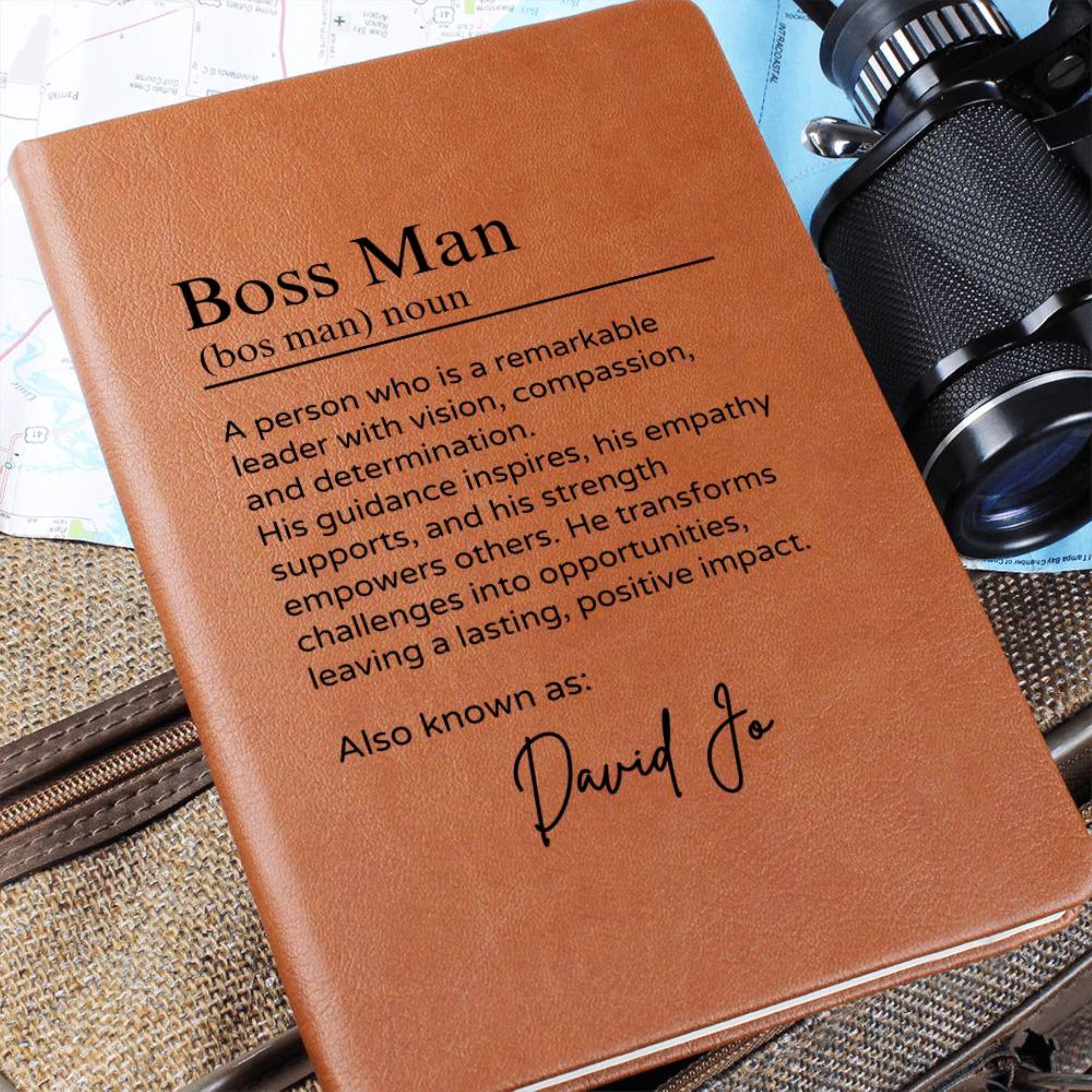 Personalized Boss Man Journal, Coworker Gifts for Men, A5 Vegan Leather ...