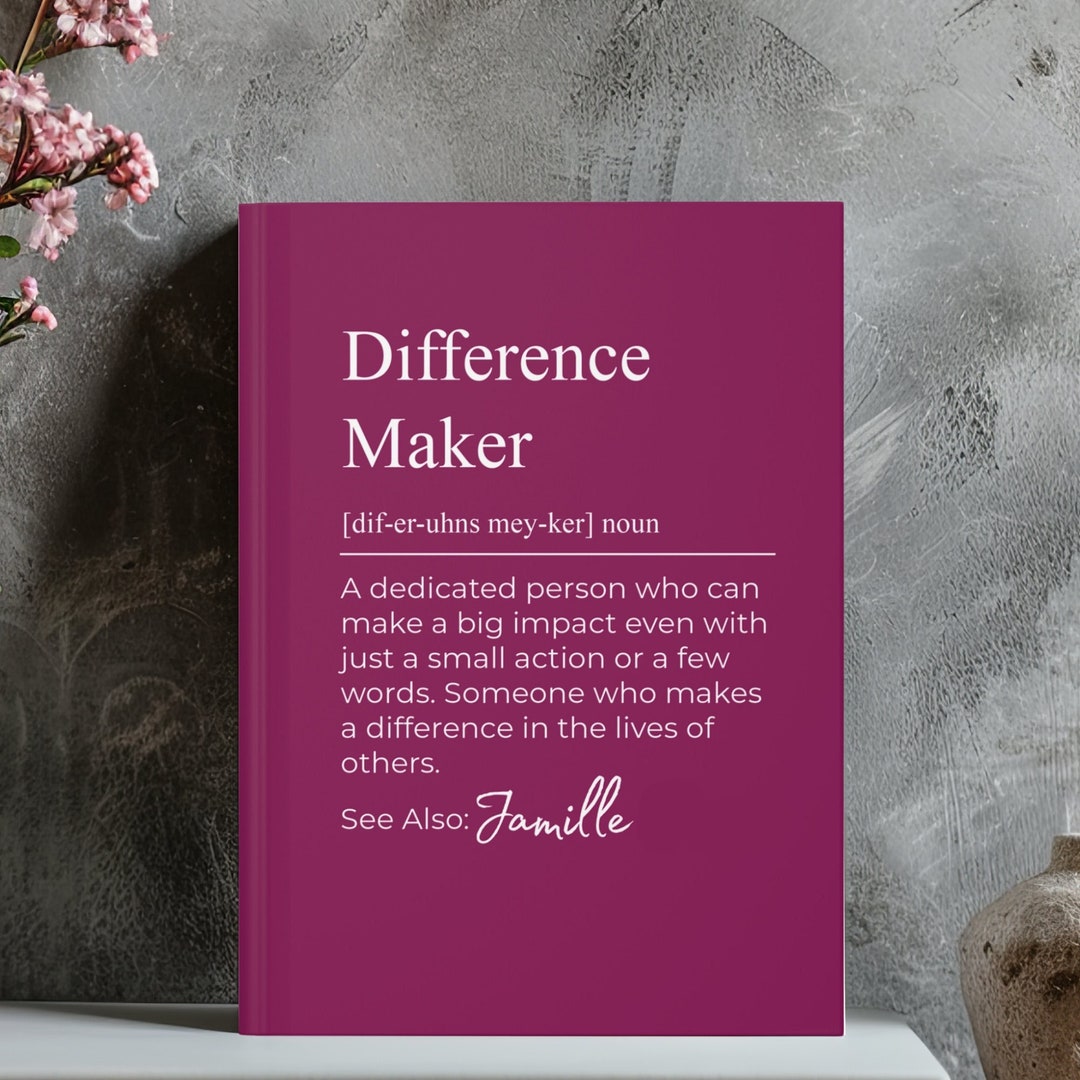 Personalized Difference Maker Journal, Coworker Gift for Women or Men, Custom Lined Notebook ...