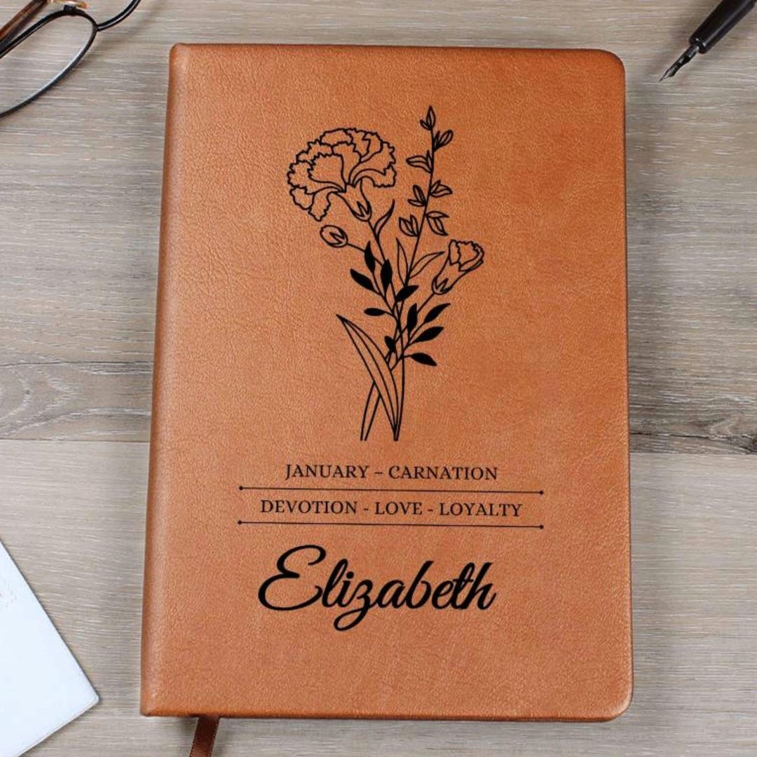 Birth Month Flower Personalized Name Notebook | Custom Floral Birthday ...