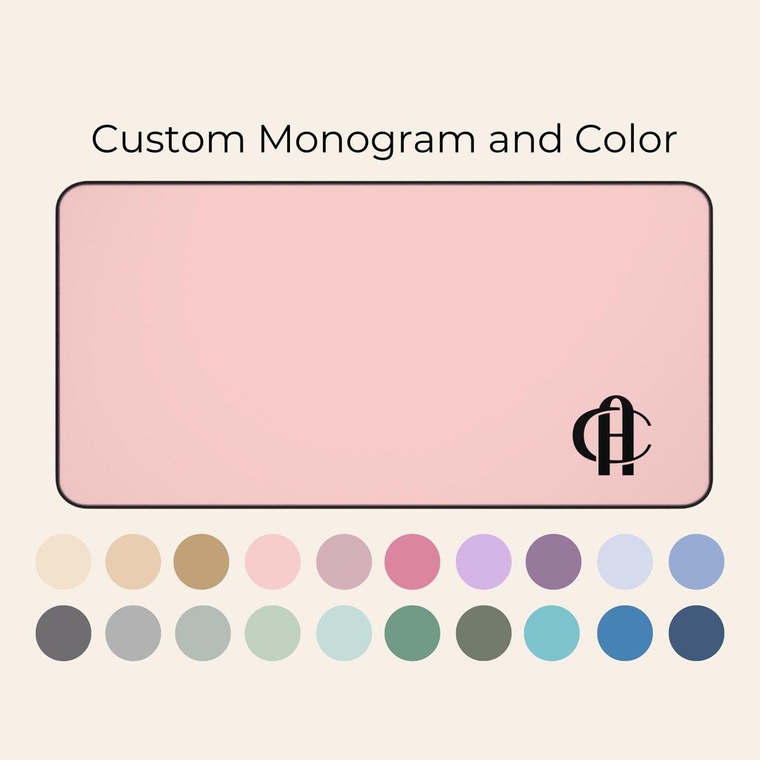 Custom Monogram 2 Initials Desk Mat, Personalized Gaming Mouse Pad ...