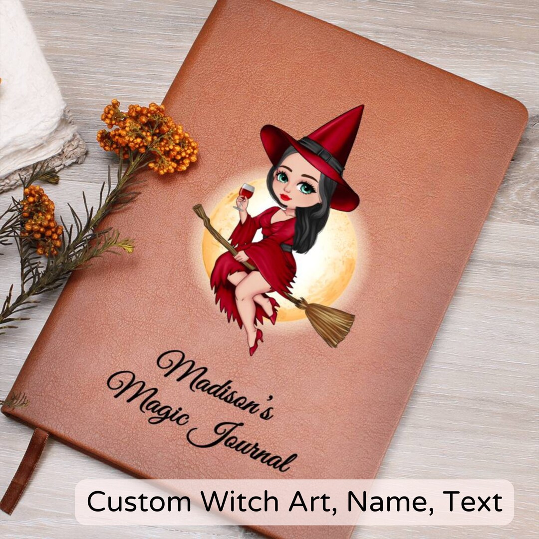 Wicca Journal, Personalized A5 Vegan Leather Notebook, Custom Witchy ...