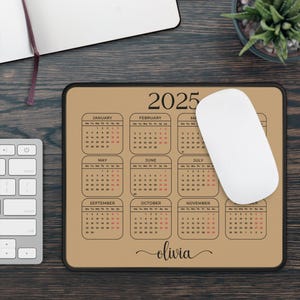 Personalized 2025 Calendar Desk Mat, Custom Name Mouse Pad Large ...