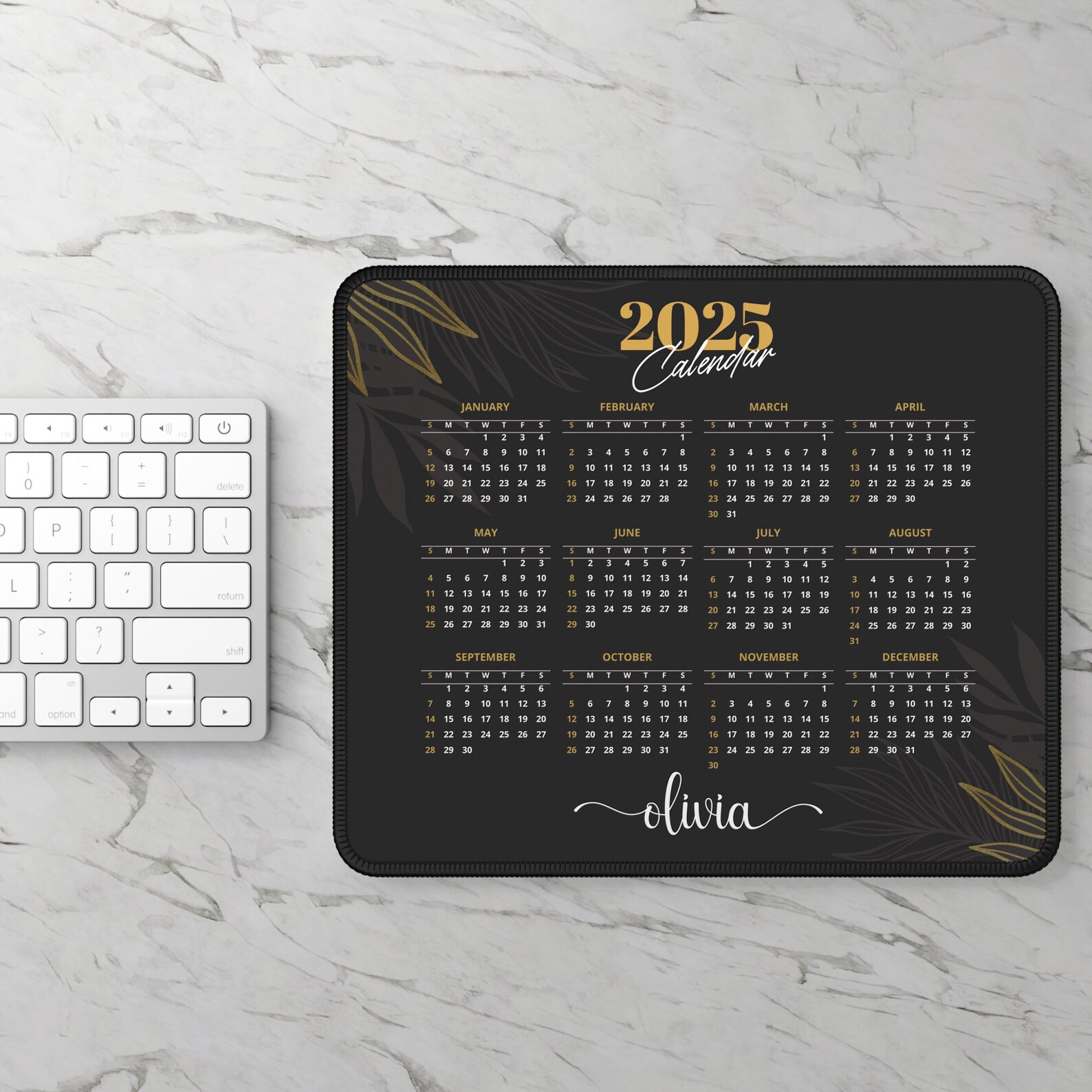 Personalized 2025 Calendar Desk Mat, Custom Name Mouse Pad Large ...
