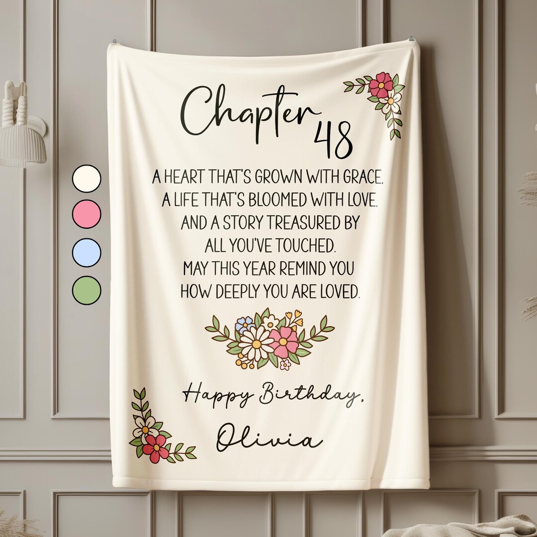 48th Birthday Gift for Her or Him Personalized Blanket, 48 Years Old ...