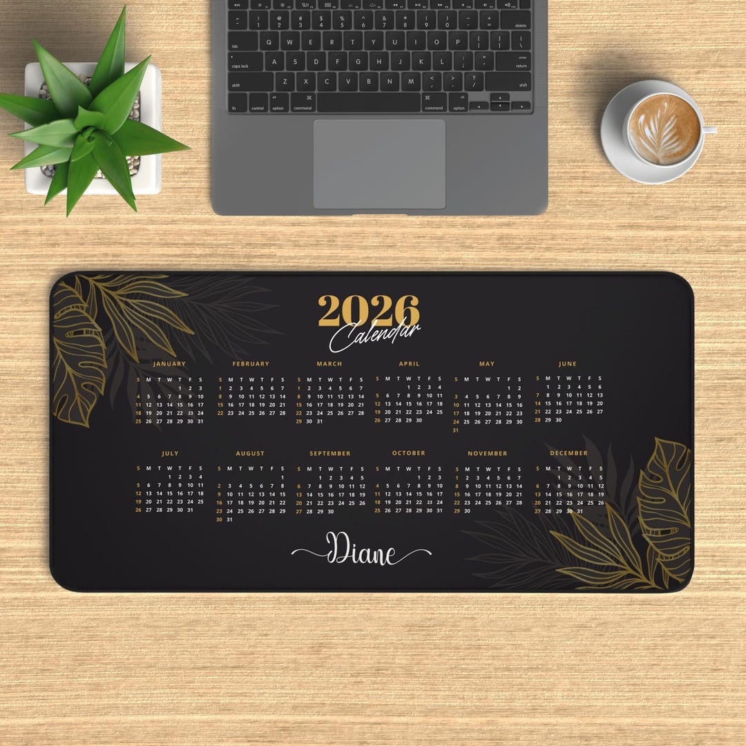 Personalized 2026 Calendar Desk Mat, Custom Name Mouse Pad Large ...