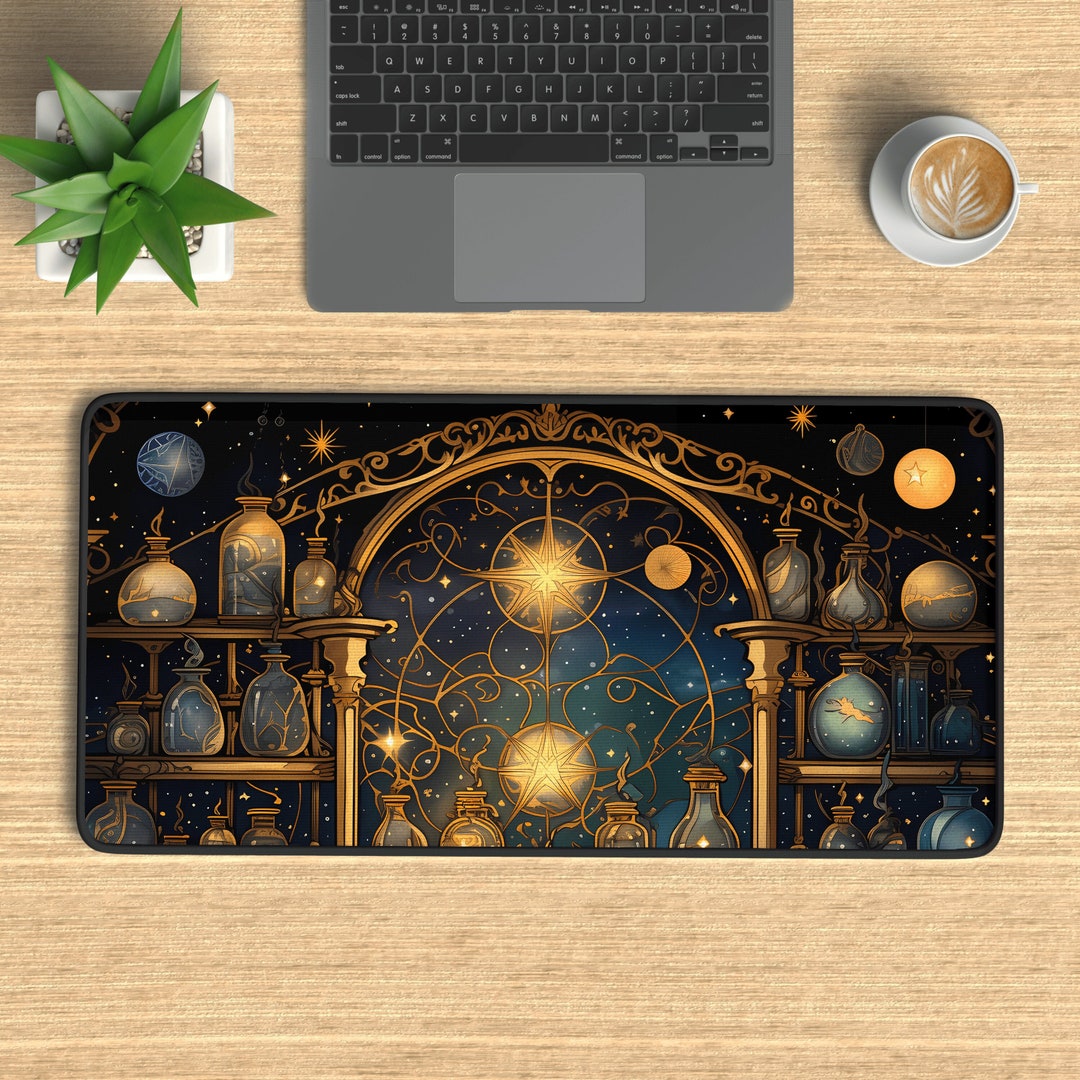 Wiccan Desk Mat - Witchy Deskmat, Extended Mousepad, Aesthetic Night ...
