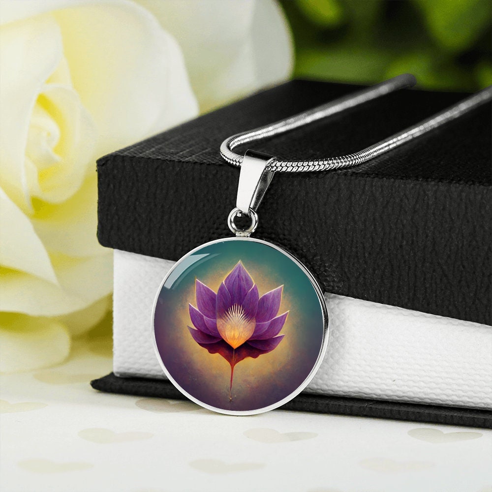 Personalized Lotus Flower Crown Chakra Necklace, Boho Jewelry, Gift for ...