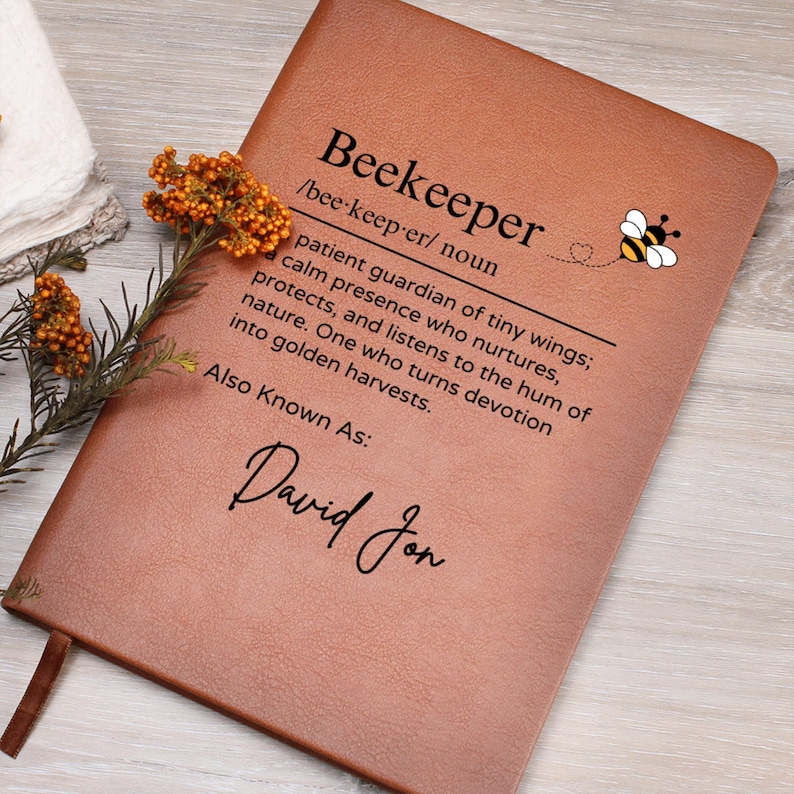 Gift for Beekeeper Personalized Journal – Custom Name Vegan Leather ...