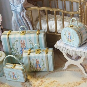 Newdollhouse Soft Blue Children Suitcase Set.three Miniature Luggage ...