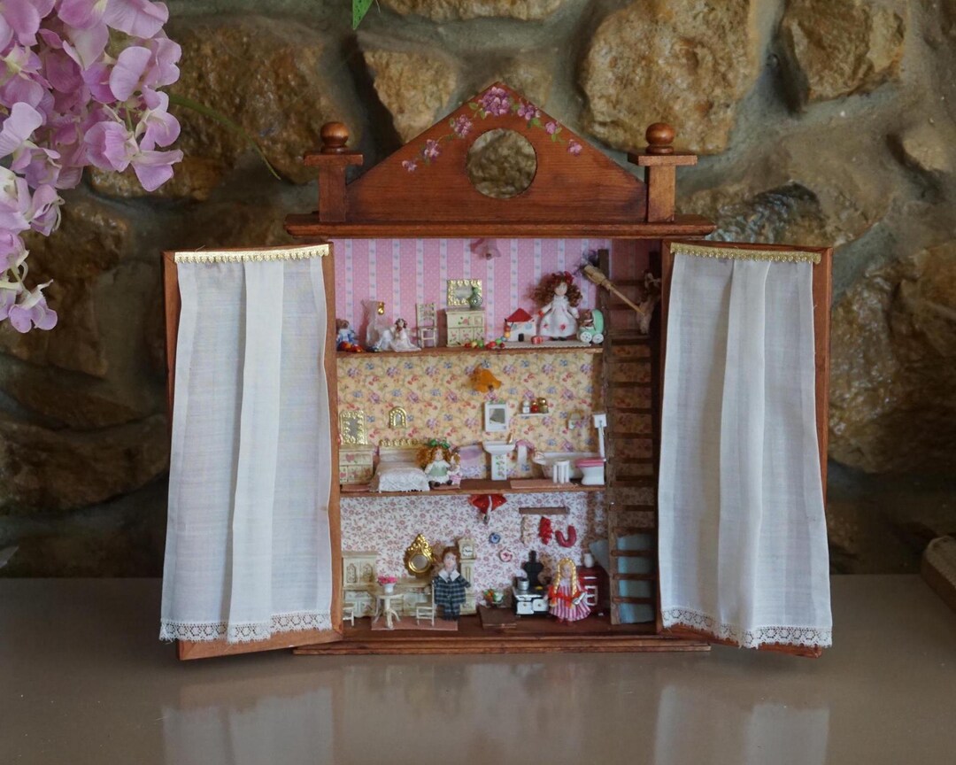 NEW OOAK Dollhouse Doll House Cabinet. 1:12 Cabinet Full Equiped With ...